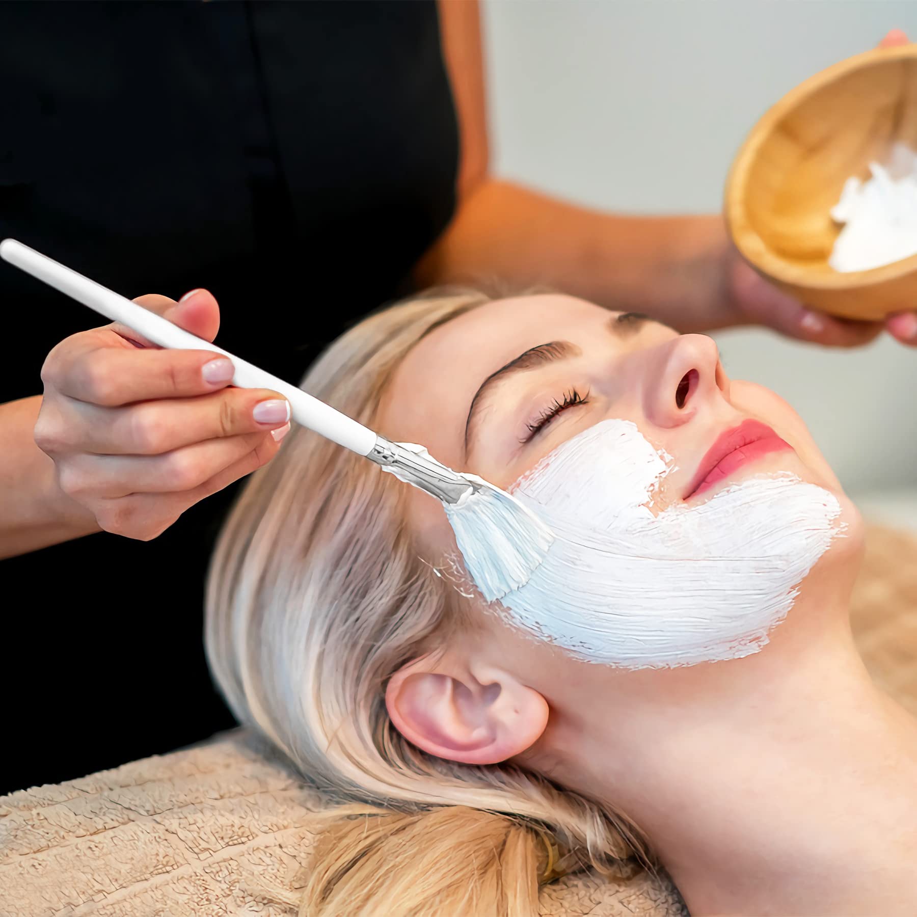 15PCS Facial Brushes Fan Mask Brushes, Soft Facial Applicator Brushes Tools Mask Acid Applicator Brush for Peel Glycolic Mask Makeup(5 Styles)