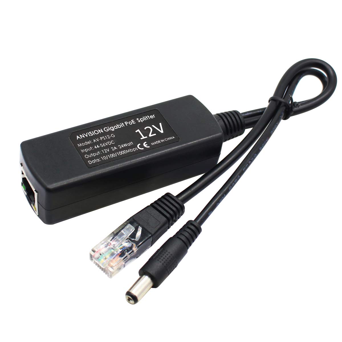 ANVISION 4-Pack Gigabit PoE Splitter, 48V to 12V 2A Ethernet Adapter, for Security Camera, AP, Voip and More, AV-PS12-G