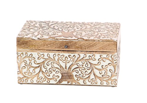 Deco 79 Mango Wood Floral Box with Hinged Lid, Set of 3 8", 10", 12"W, Brown