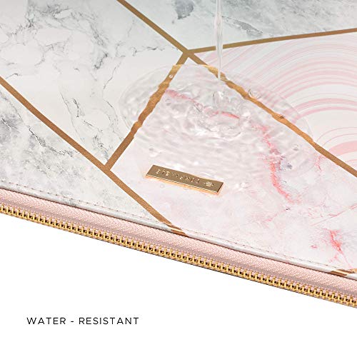 Comfyable Tablet Sleeve Compatible for iPad Pro 12.9 inch M2 2022 M1 2021 2020 & Smart/Magic Keyboard with Pencil Holder - PU Leather Bag Waterproof Slim Protective Cover Case - Geometric Marble