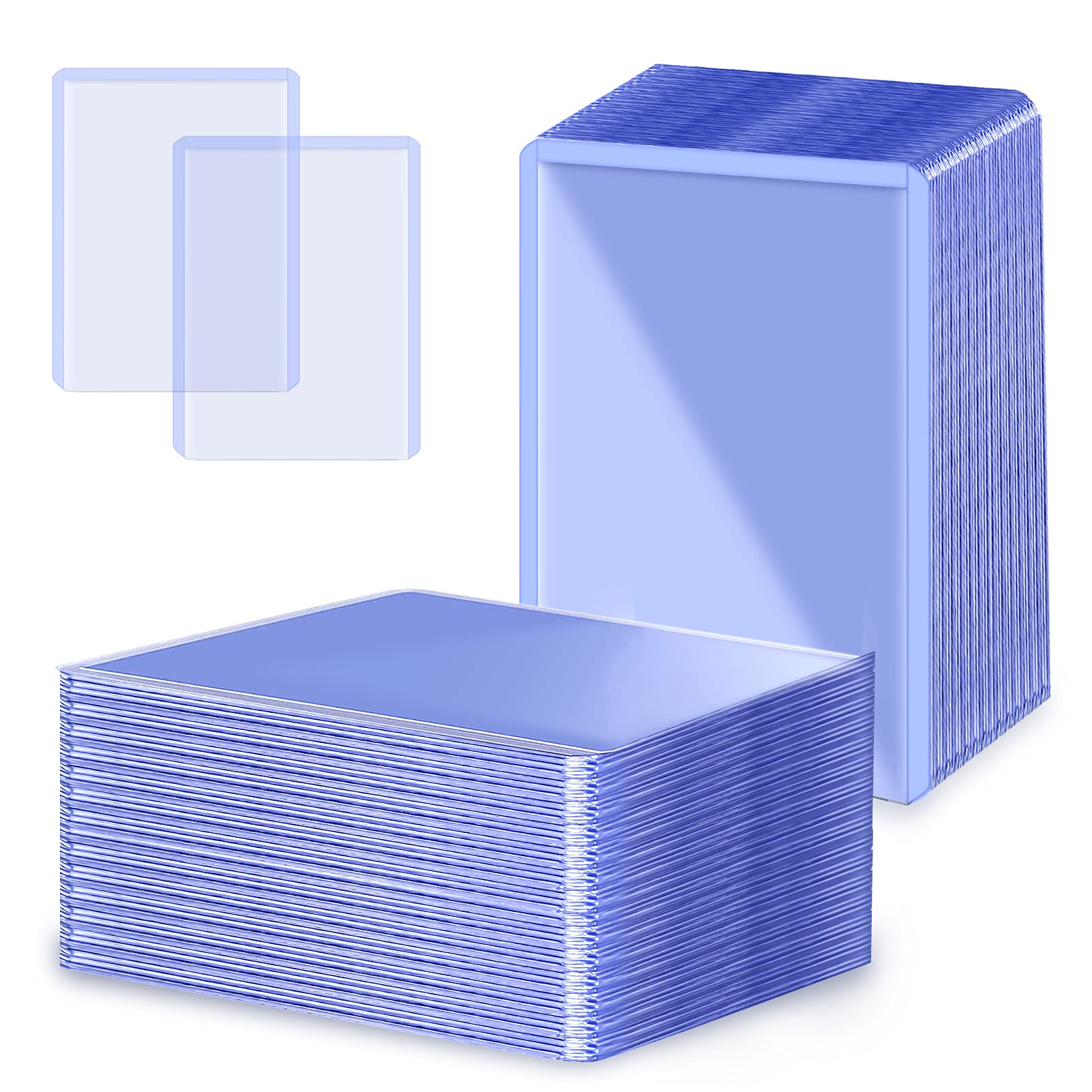 ANWEEGO 50 Pcs Top Loaders Card Sleeves for Trading Card,Trading Card Penny Sleeves, Clear Thick Plastic Top Loaders Card Sleeves for Baseball Card, Sports Cards, Trading Card