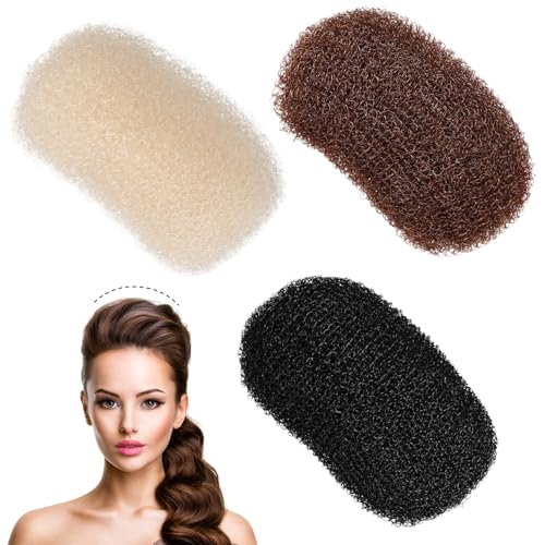 FRCOLOR Charming Volume Hair Inserts and Bump It Up Clips for Women - 3 Pack Hair Padding for Updos, Beehive Styles