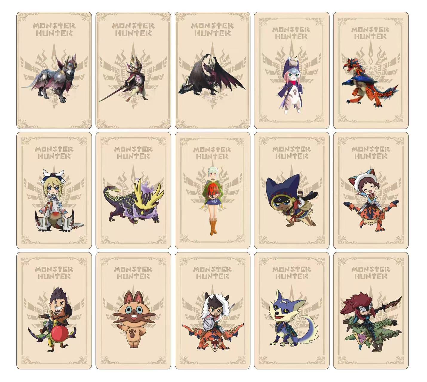15pcs NFC Cards for Monster Hunter Rise Sunbreak Mini Cards Compatible with Switch Wii U and New 3DS