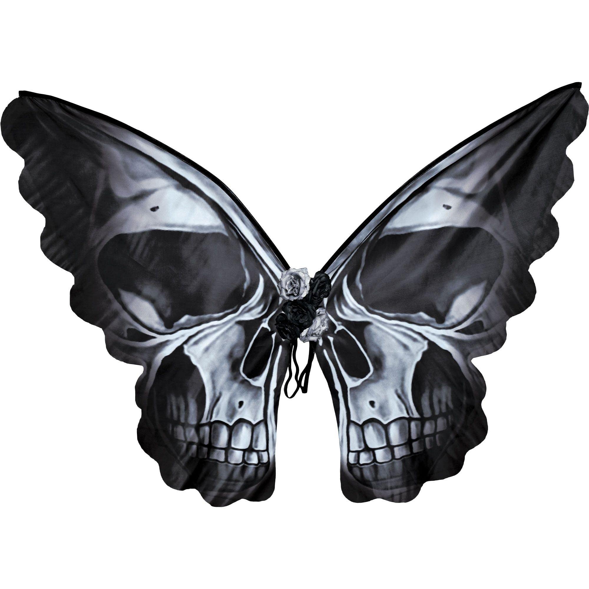 Amscan Skeleton Butterfly Wings for Women, Halloween Costume Accessories, One Size, Black and White