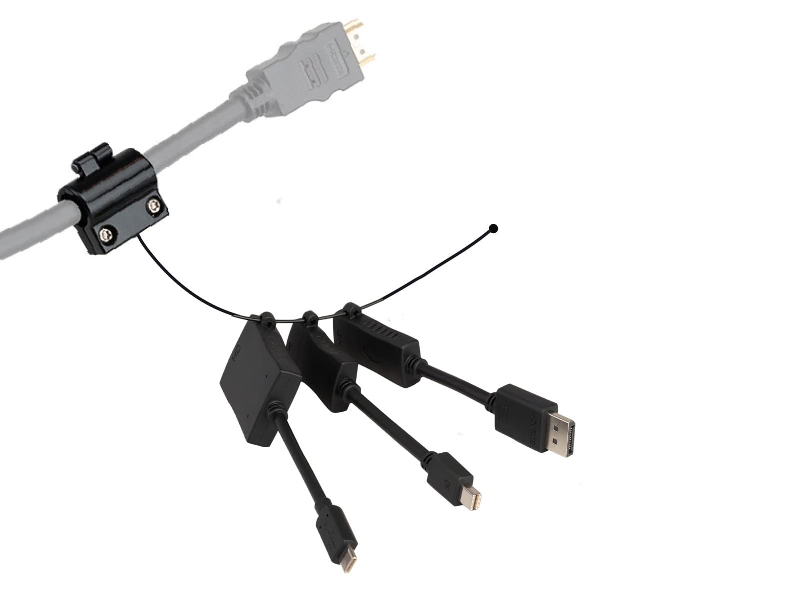 DigitaLinx Liberty Patented HDMI Adapter Ring with 5” DisplayPort, 5” Mini DP & USB-C Pigtail adapters Device connectivity for Conference Rooms. PC Laptop, iPad, MacBook Pro, Galaxy, Chromebook.