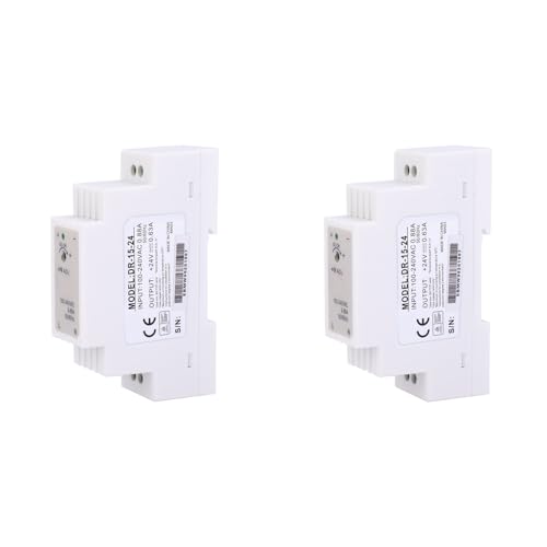 2pcs 15W 24V 0.63A DIN Rail Switching Power Supply Suitable for Control Cabinet Industrial Equipment