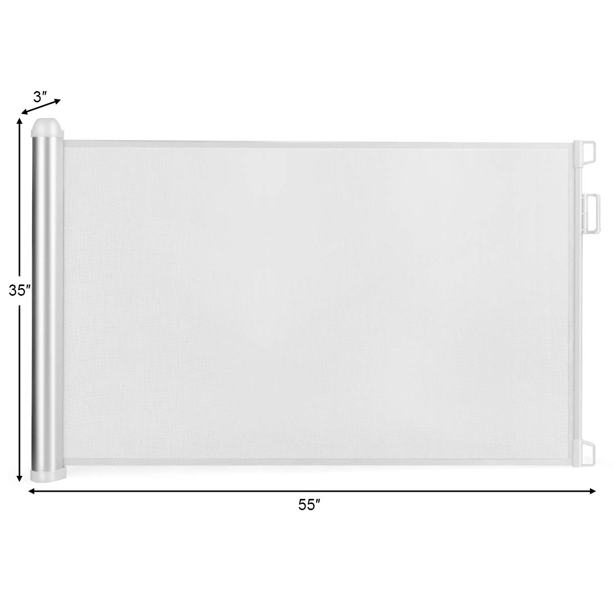 Costzon Baby Mesh Retractable Gates, Extra Wide Flexible Extension Safety Gate/Pet Dog Gate for Stairs/Doors/Hallways, Waterproof Rustproof Aluminum Pets Gate (White)