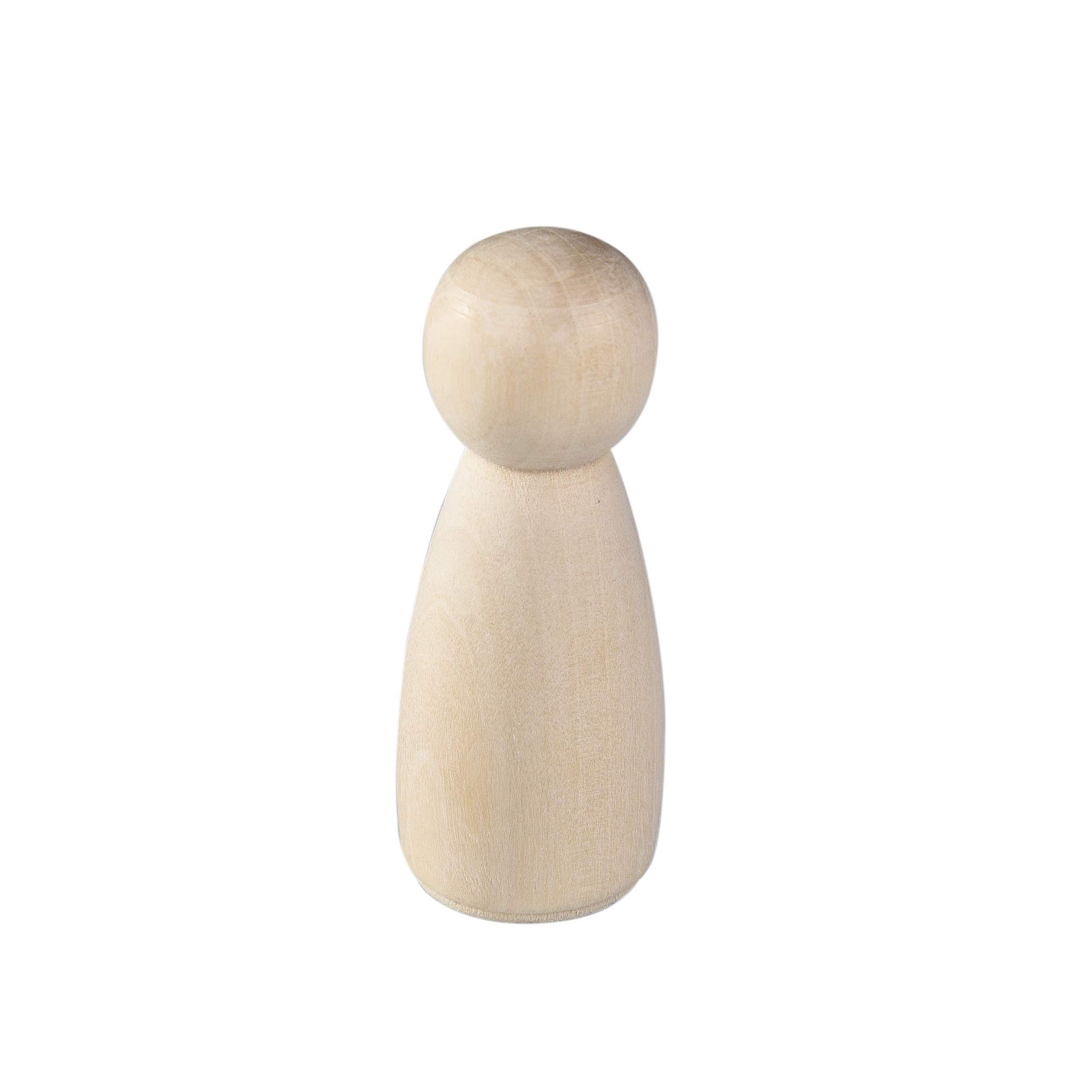 56 PCS Unfinished Natural Wooden Peg Dolls,Little Wooden peg People for Painted or Craft