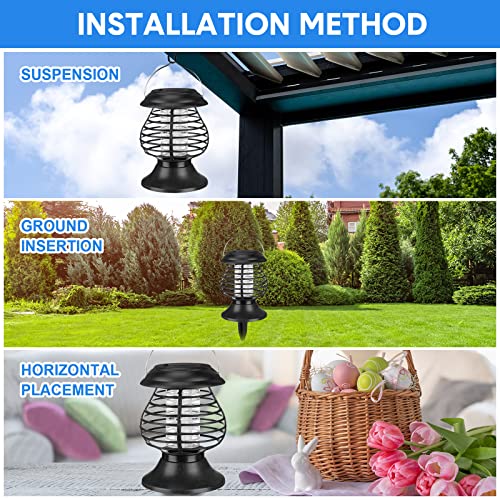 4 Pack Solar Bug Zapper Outdoor Waterproof Mosquito Zapper Outdoor Mosquito Repellent Trap Solar Powered Bug Lights for Outside Fly Mosquito Killer Outdoor for Home Camping Backyard (Novelty Style)