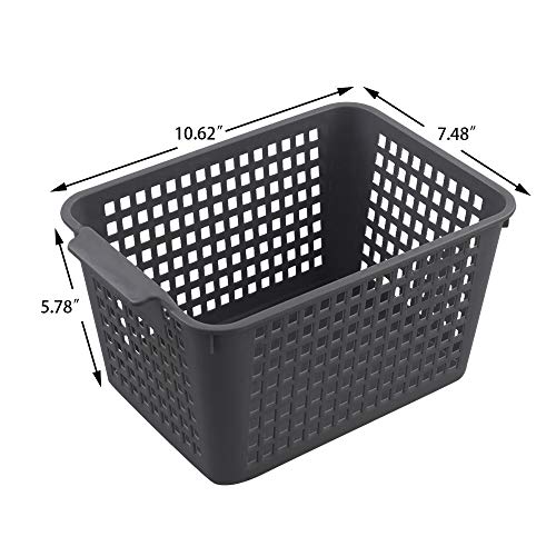 Sandmovie Gray Plastic Storage Baskets, 6 Packs