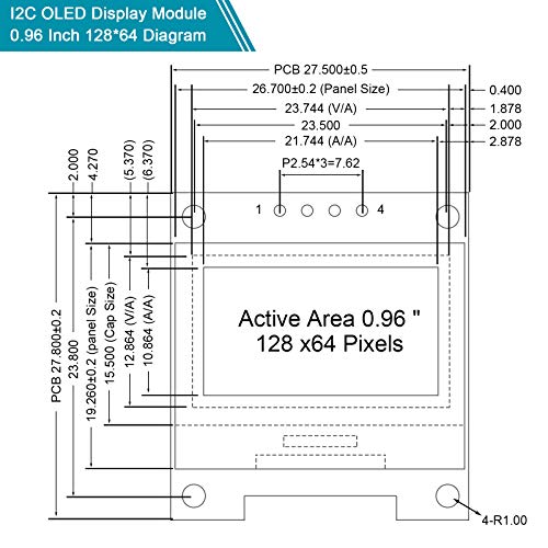 Frienda 2 Pieces 0.96 Inch Display Module 12864 128x64 Driver IIC I2C Serial Self-Luminous Display Board Compatible with Raspberry PI (White Light)