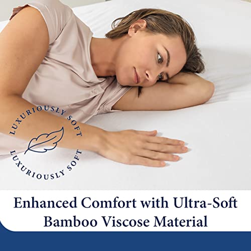 Cosy House Collection Luxury Mattress Protector - Blend of Rayon Derived from Bamboo - Baby Crib Essentials - Ultra Soft Comfort, Stays Cool & Quiet - Premium Fitted Sheet Style (Crib)