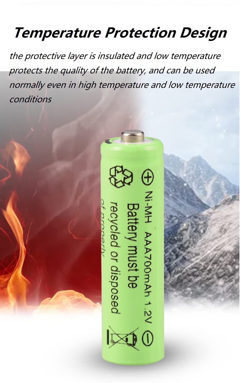 Cotchear 1.2V AAA Rechargeable Battery, AAA 700mAh Rechargeable Ni-MH Batteries 4 Pcs AAA Battery - Rechargeable Cycle Used More Than 500 Times (4 pcs)