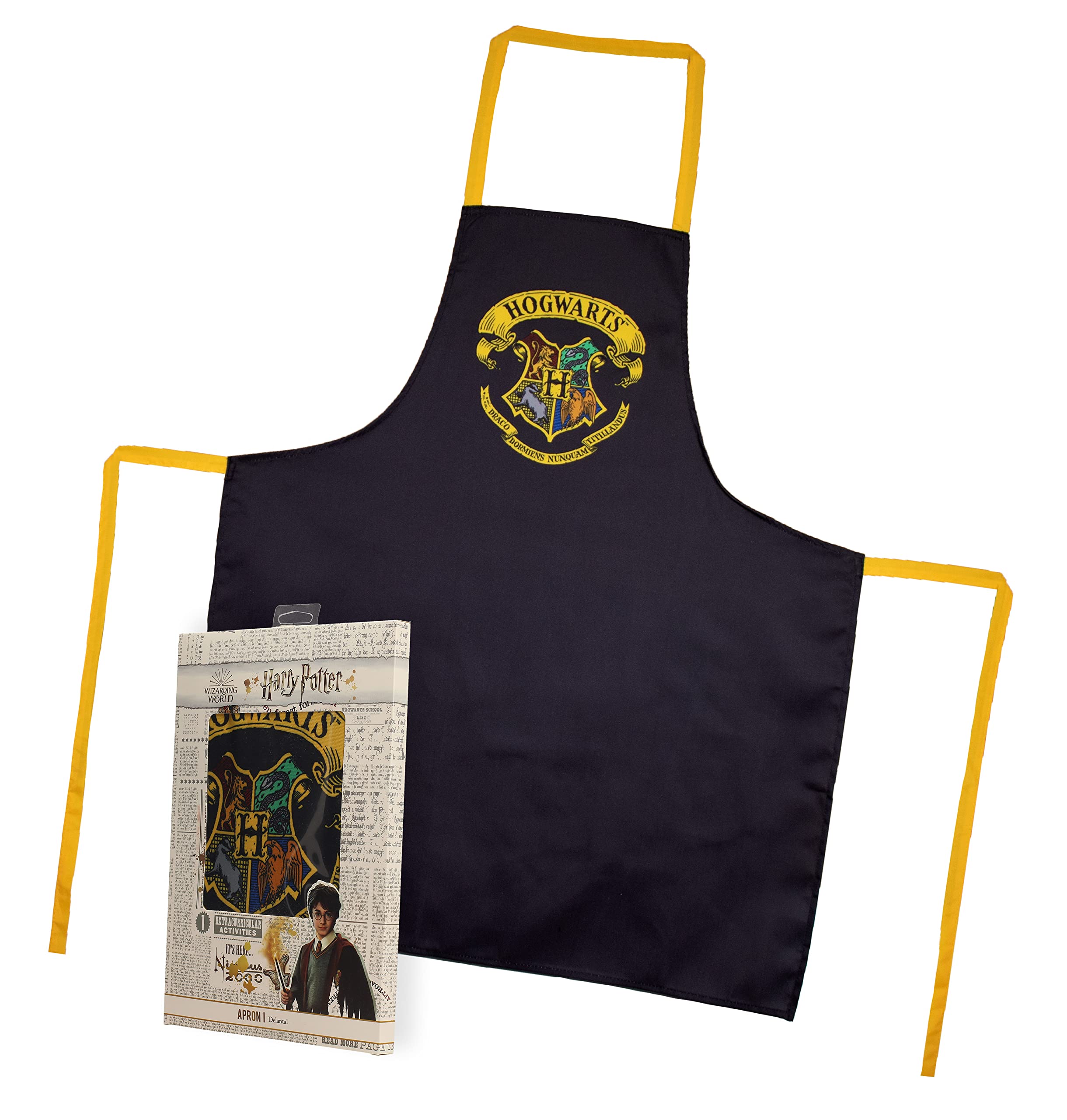 SD Toys Unisex Delantal Escudo Hogwarts Harry Potter Hogwarts Coat of Arms Harry Potter Black Apron, Único