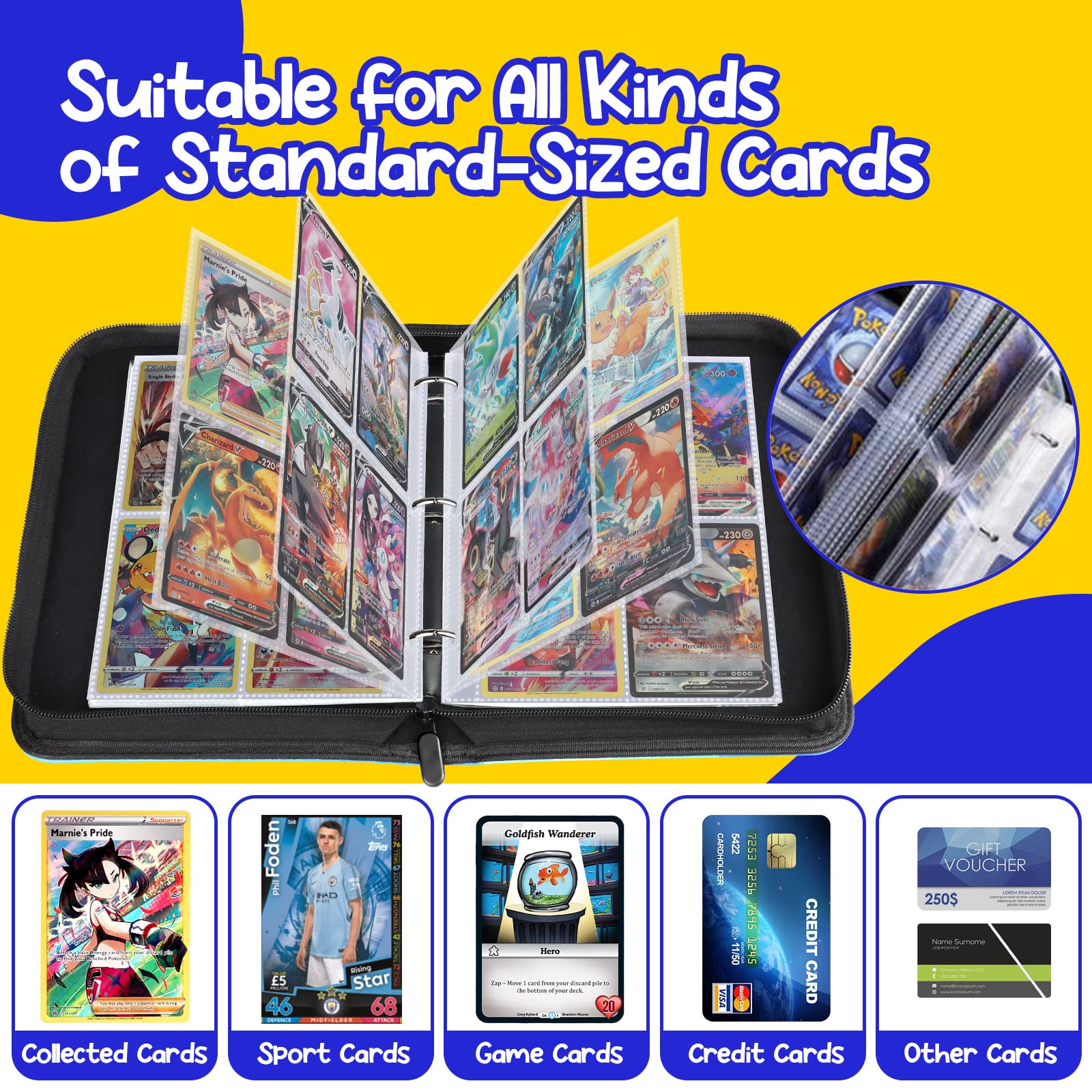 400 Pockets Collectible Trading Card Albums Book Case For TCGs, CCGs, Football, Baseball