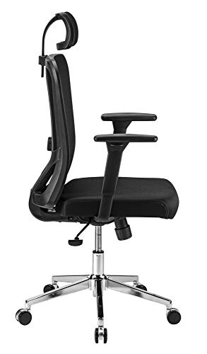 Halter Ergonomic Office Chair with Lumbar Support, Executive Mesh Desk Chair Computer Chair with Swivel, Headrest, and Armrests, Height Adjustable Comfortable Task Chair with Rolling Casters, Black