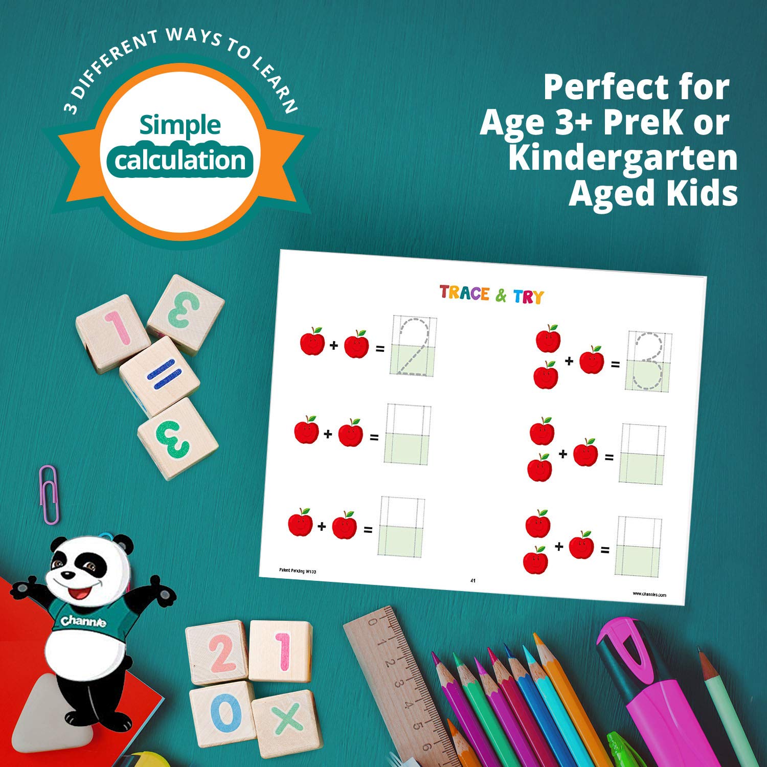 Channie’s Neat Numbers Workbook, Visual Pre K - Kindergarten Math Workbook, Effective Color-Coded Preschool Summer Workbook with 3 Fun & Easy Ways to Learn Basic Math, 80 Pages