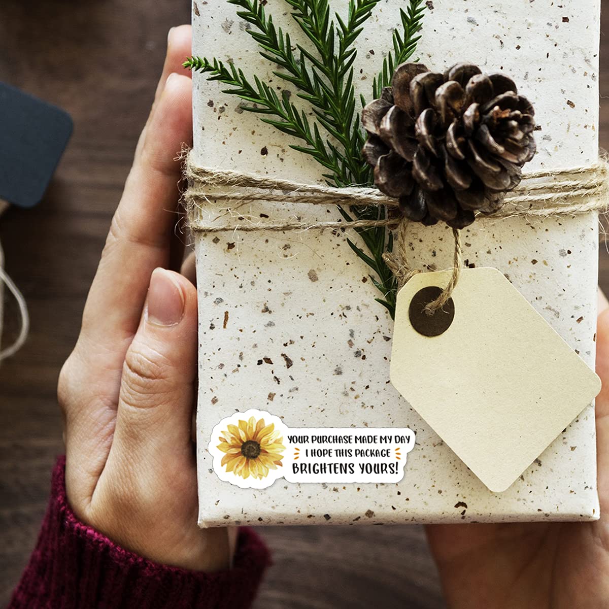 Muminglong 1.5 Inch I Hope This Package Brightens Yours Sunflower Sticker,Thank You Sticker, Small Business, Handmade Sticker,Packaging Sticker, 500 PCS