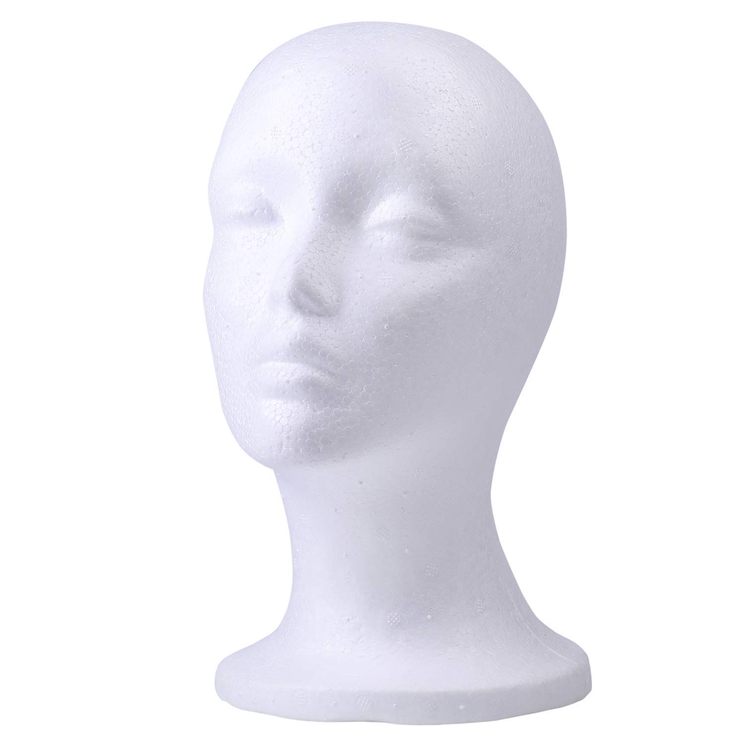 Foraineam 2 Pack Foam Wig Head, Female Mannequin Head Wig Display Stand Holder, Cosmetics Model Head White Foam Heads Glasses Mask Hat Hairpieces Stand