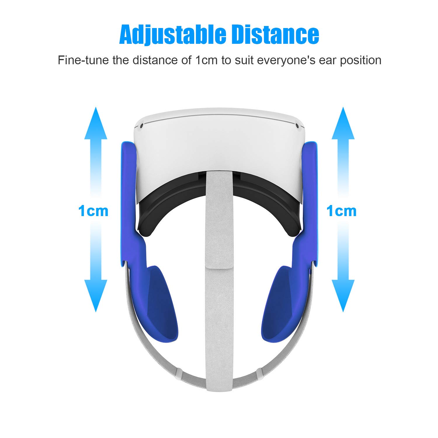 AMVR VR Silicone Face Cover & Ear Muffs for Oculus Quest 2 Headset, Sweatproof Waterproof Anti-Dirty Replacement Facial Cushion and Enhance Headset Sound Headphone Extension Cover (Blue, 1 Set)