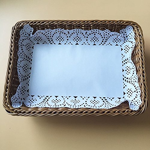 DECORA 9X6.5 Inch Rectangle White Paper Doilies for Birthday Party Wedding Tableware Decoration,Pack of 200
