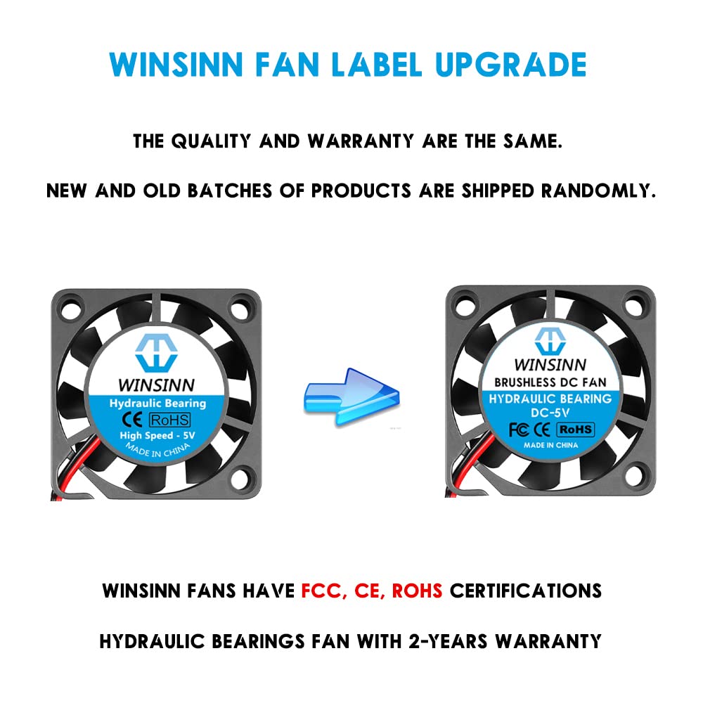 WINSINN DC 20mm Fan 5V 2006 Hydraulic Bearing Brushless Cooling 20mmx6mm 2PIN (Pack of 2Pcs)