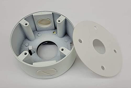 KENUCO Camera Back Junction Base Box for Any Type of Cameras (Universal Use), for Dome or Bullet Cameras That Base Diameter is Smaller Than 4.81" (Drill Hole on The Plate) (White 01 + Plate)