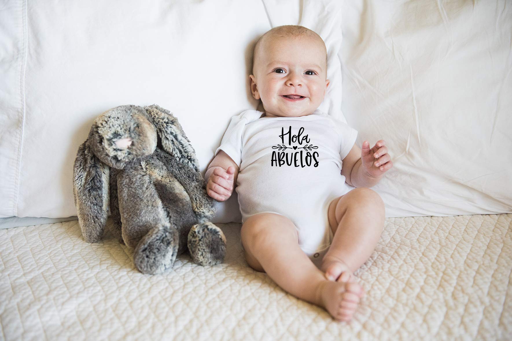 Hola Abuelos - Funny Baby Essentials Bodysuit - Newborn Boy Clothes Baby Girl Romper Outfit (Newborn, White)