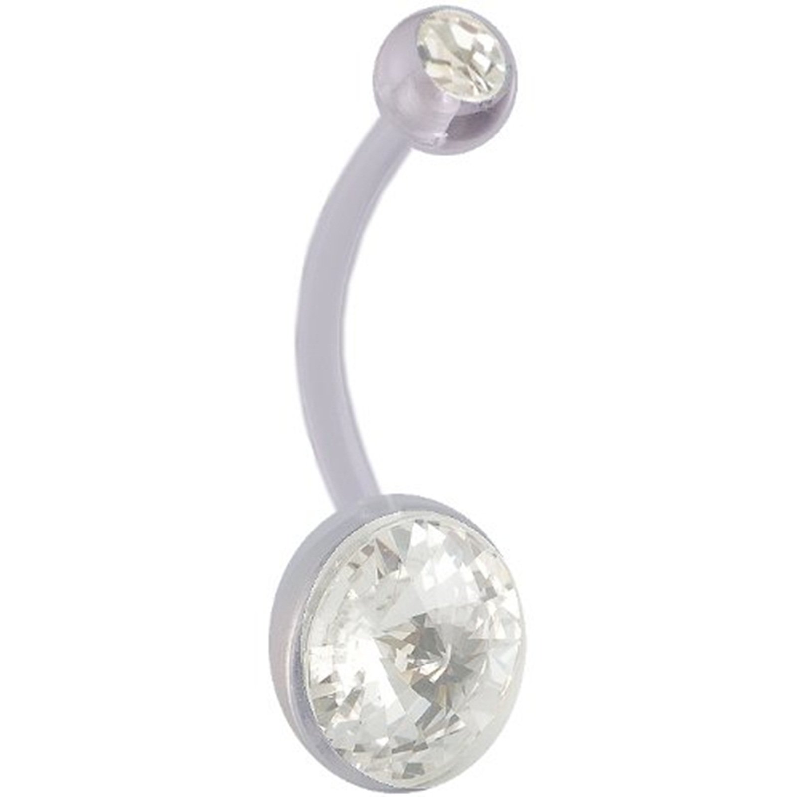 14Gauge (1.6mm), 17.0mm long - Clear Crystal Flexible BioFlex belly navel button ring bar ACGE