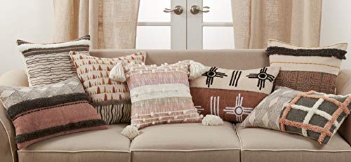 SARO LIFESTYLE Sadie Collection Printed and Tufted Pillow Cover, 16"x24", Multi