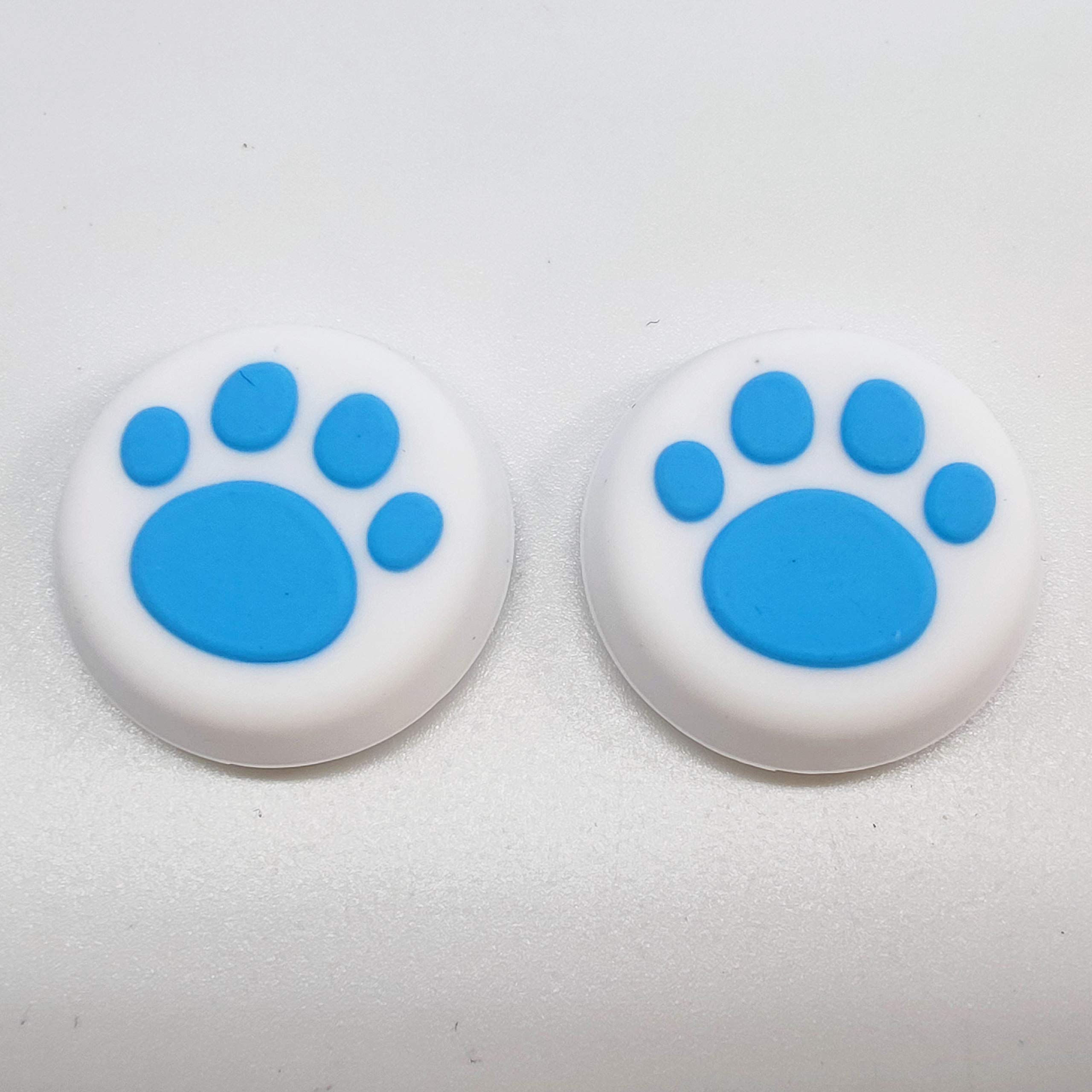 2PCS Analog Stick Thumb Stick Grips Thumbsticks Joystick Cap for PS5 PS4 Slim Pro PS3 Xbox one Xbox 360 PS2 Xbox one X S Elite DualShock 4 Switch Pro Wii U Controller White-Blue Paw