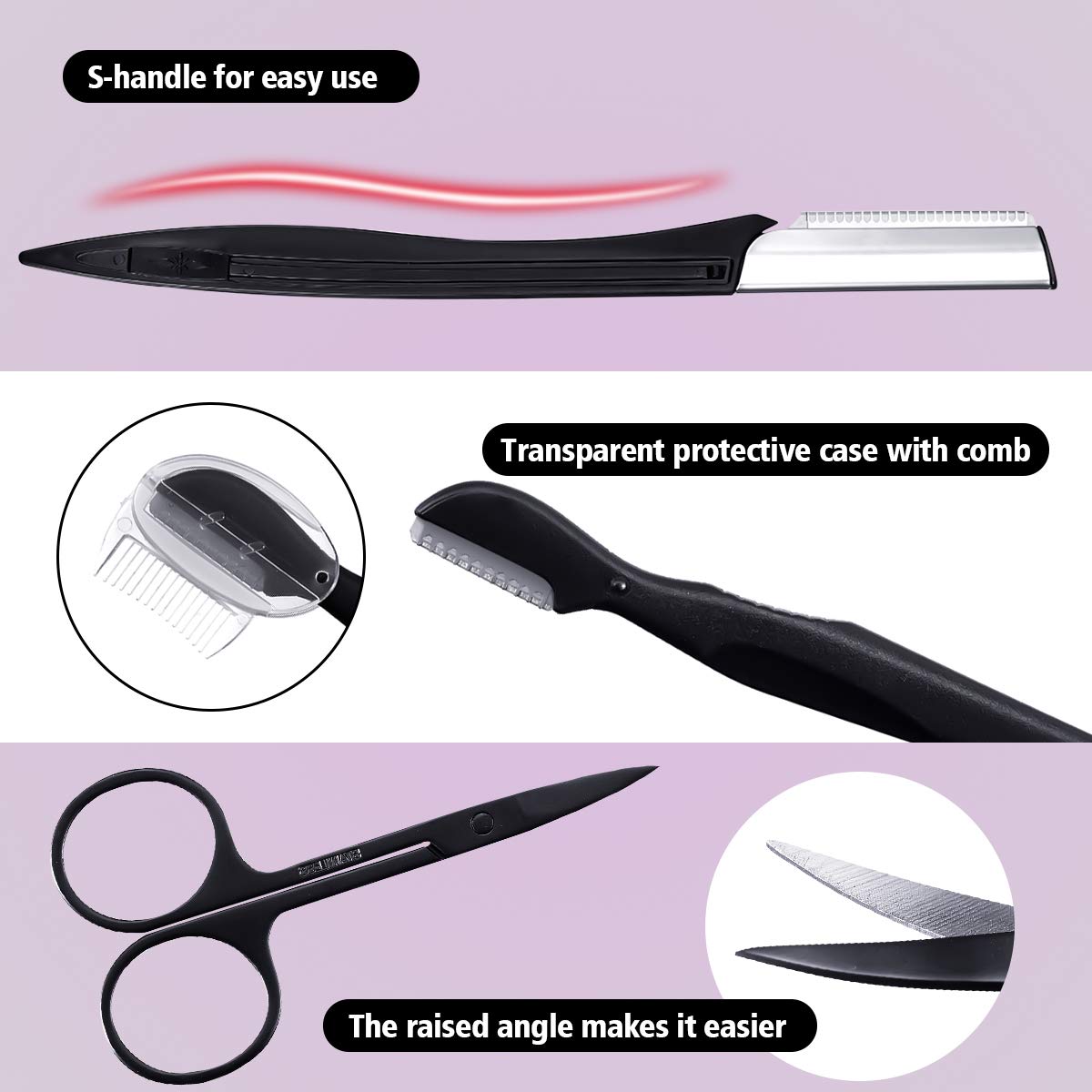 6 in 1 Eyebrow Kit,Multipurpose Exfoliating Dermaplaning Tool Face Razors for Women, Including Facial Trimmer Shaver,Eyebrow Brush
