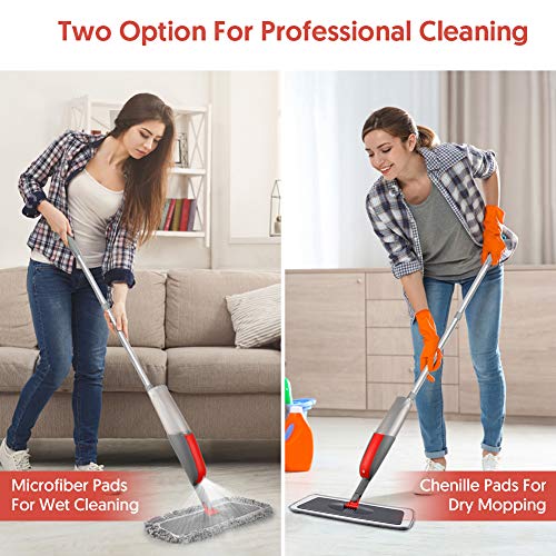 Spray Mops for Floor Cleaning Microfiber Floor Mops with 3 Washable Reusable Pads A Refillable Bottle and Scrubber MEXERRIS Dry Wet Flat Mop with Sprayer for Hardwood Laminate Wood Floor Cleaning