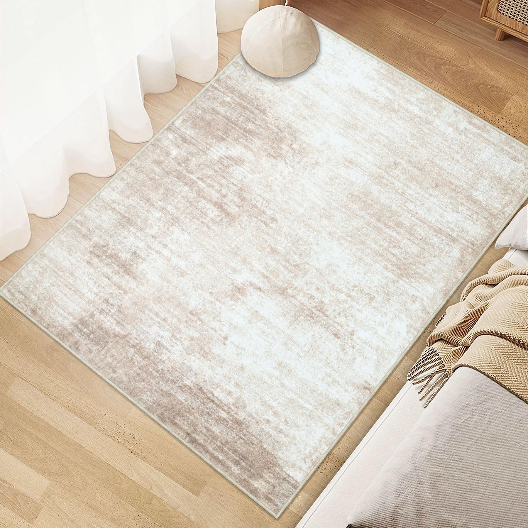 3x5 Area Rugs for Living Room:Washable Rug Modern Abstract Rug-Non Slip Rug Door Mat for Bedroom Kitchen Under Dining Table Nursery Bathroom Entryway Home Office Rugs - Brown