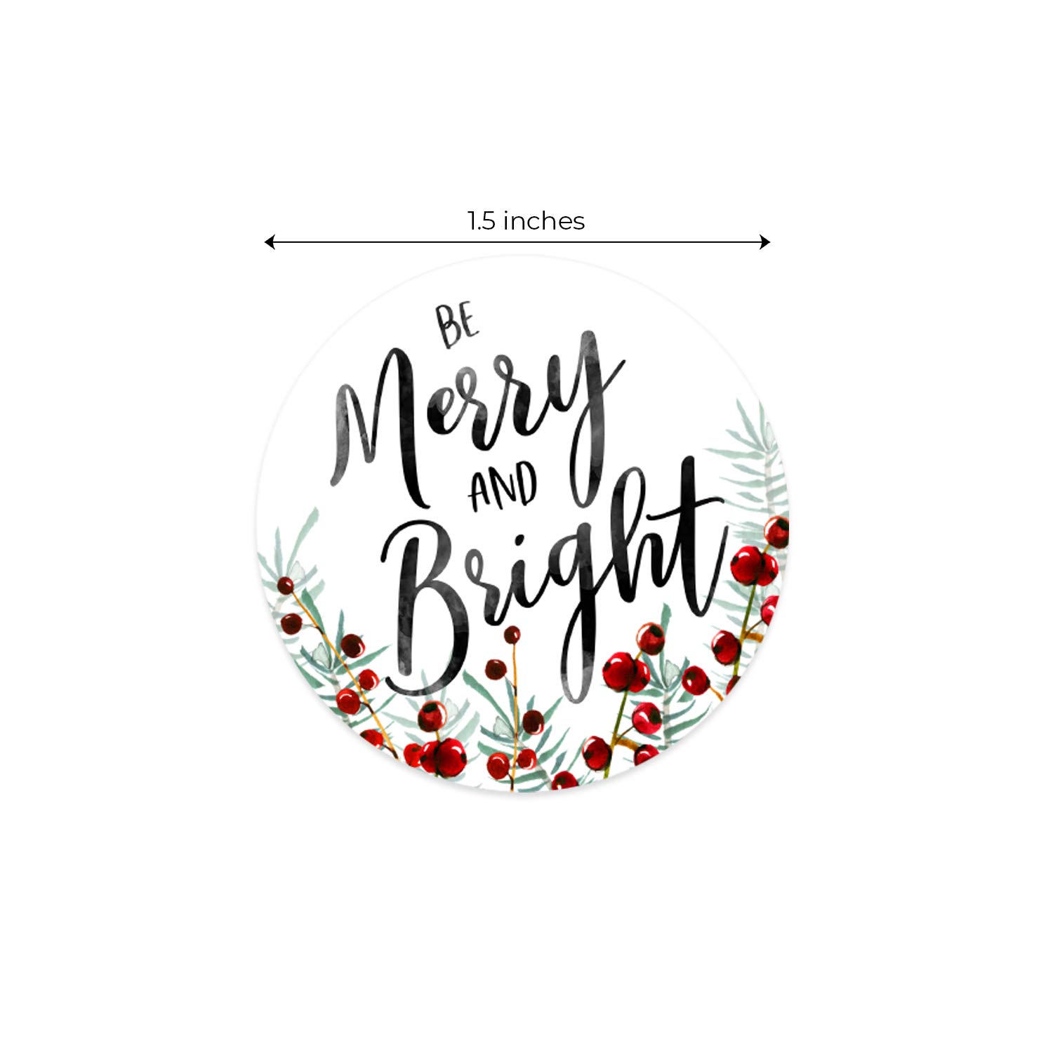 Holly Berry Holiday Stickers / 500 Greenery Greeting Card Envelope Seals / 6 Alternating Watercolor Christmas Sticker Designs / 1.5" Rustic Christmas Labels