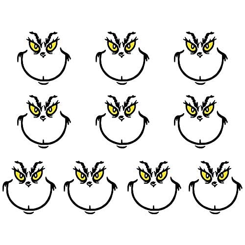 Fungusic 20pcs Christmas Ornaments Sticker Cartoon Face Decal Vinyl Stickers Christmas Decoration Sticker for Winter Holiday Party Supplies