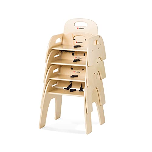 Foundations Simple Sitter Low 13” Feeding Chair, Wide “No Tip” Base, Adjustable Safety Harness, Food Service Grade Finish, Easy to Clean, Sturdy Baltic Plywood (Natural)