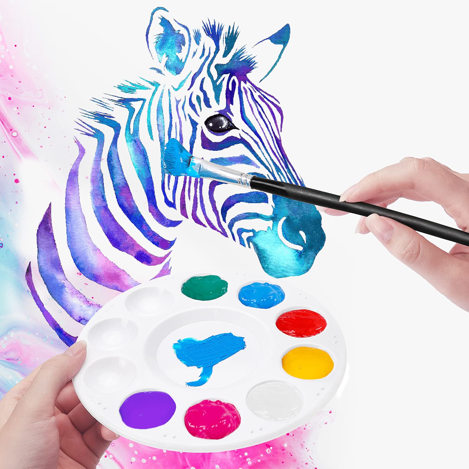6 Pack Paint Tray Palettes, Plastic Paint Pallet for Kids Art Painting Palette for Painting or DIY Craft Class, White