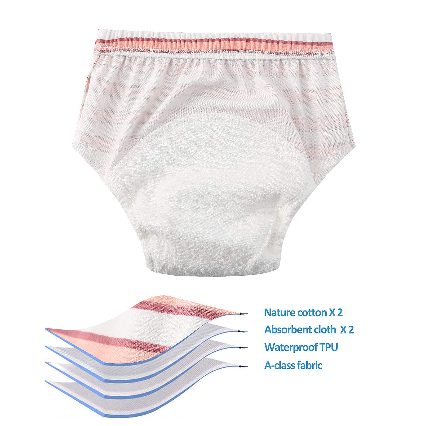 Baby Training Pants Toddler Girls Underwears 5 Pack Potty Training Panties Waterproof Size 100 Large 3T