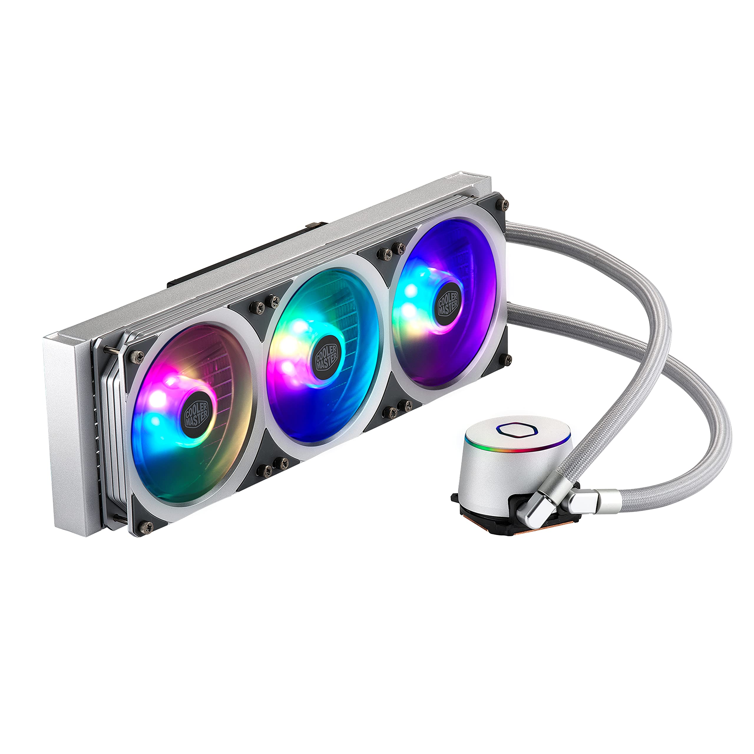 Cooler Master MasterLiquid ML360P Silver Edition Liquid Cooler, All-in-One (AIO) Liqiod Cooler, 360mm Radiator, 1 x 360mm PWM SF360R ARGB Fan, Integrated Fan Frame Design, Aluminum Pump Cover