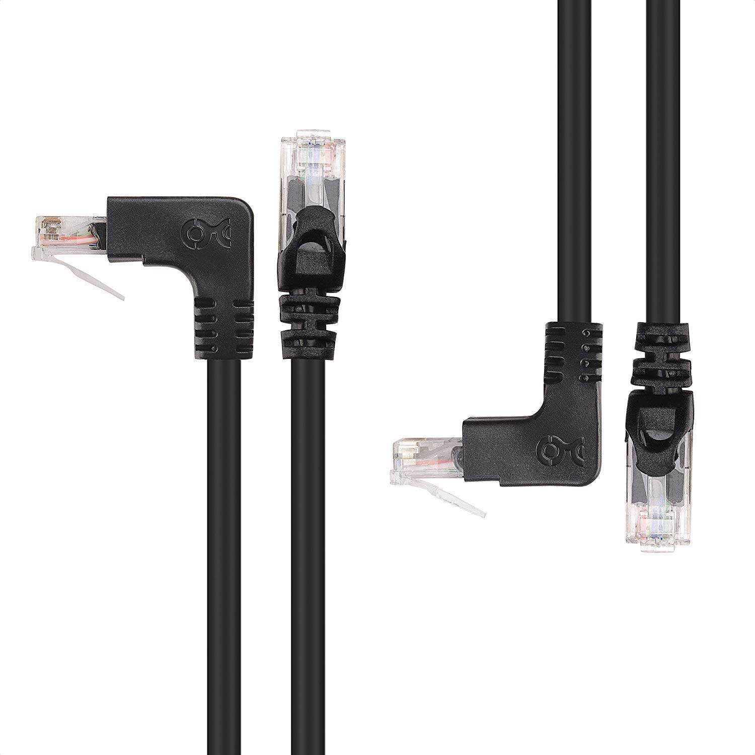Cable Matters 10Gbps Combo-Pack 90 Degree Cat 6, Cat6 Right Angle Ethernet Cable 10 ft (Right Angle Down + Right Angle Up)