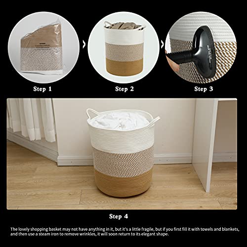 ZLG Cotton Rope Basket 14.15x18.1x15.94Inch Baby Laundry Basket Toy Storage Basket large baskets for blankets