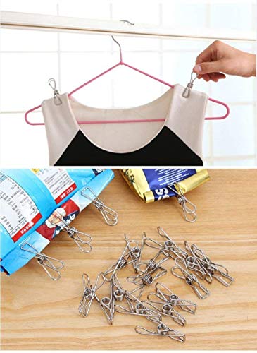 Clothes Pins 40 Pack Stainless Steel Clothesline Clips 2.2" ClothesPins Outdoor Indoor Laundry Drying Piece Clothesline Pins for Home and Office Fastener
