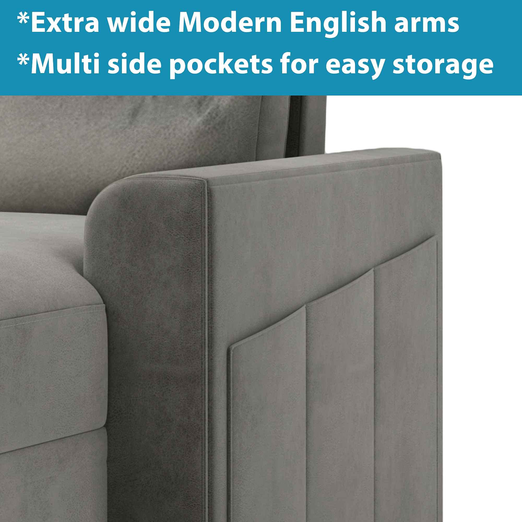 ATY Reversible Sectional Sofa Bed with 2 Pull-Out Sleepers, L-Shape Corner Couch with Storage Chaise, 3 Seat Both Left Right Handed with loveseat, 82.1 Grey Brown