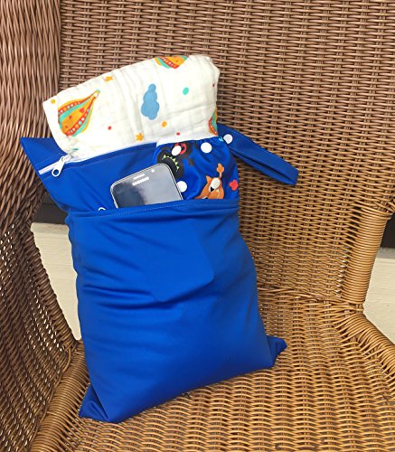 Baby Wet and Dry Bag for Diapers and Burp Cloths - Reusable and Waterproof (Royal Blue)