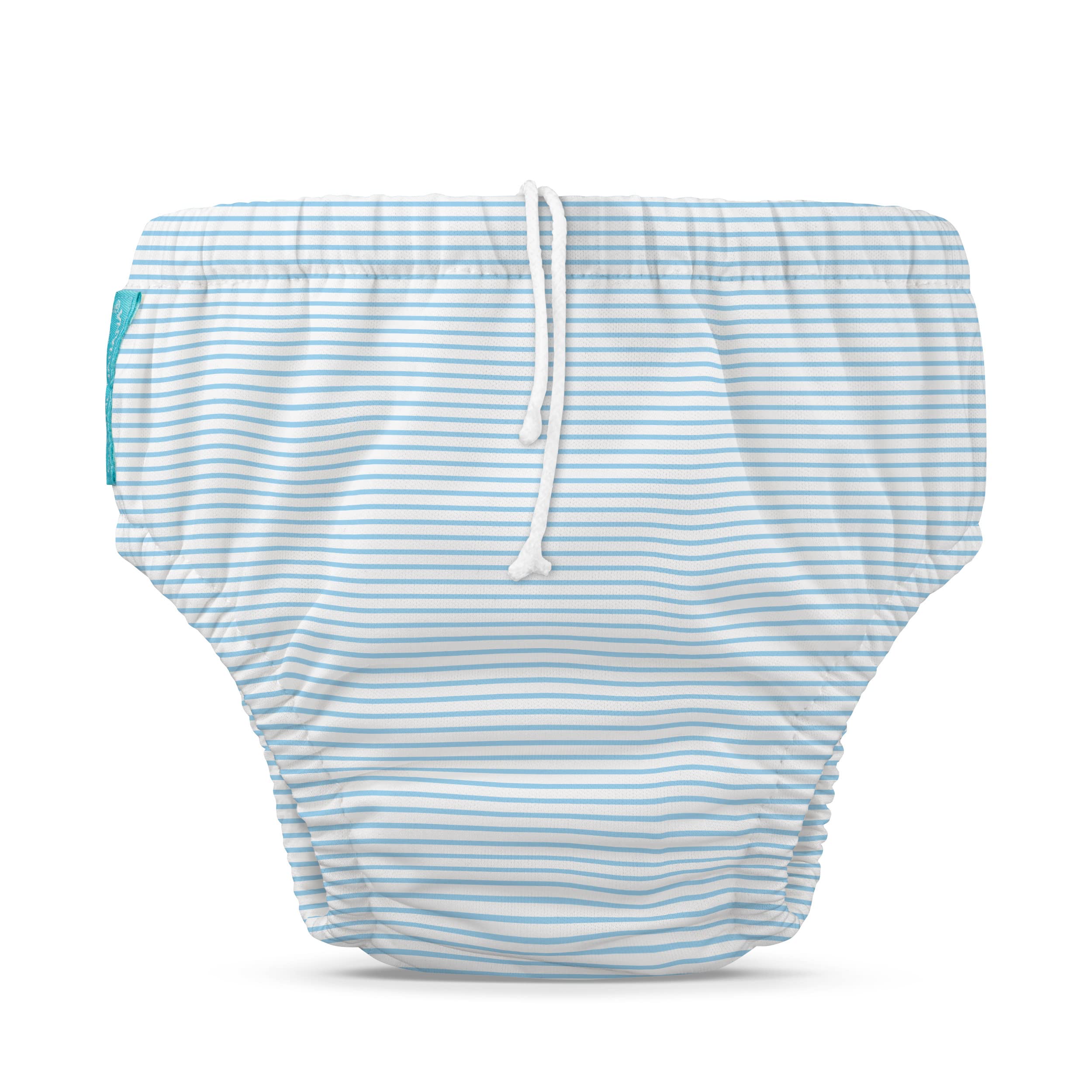 Charlie Banana Reusable Swim Diaper with Adjustable Drawstring, Soft and Snug Fit to Prevent Leaks, Pencil Stripes Blue, X-Large (27-44lbs)