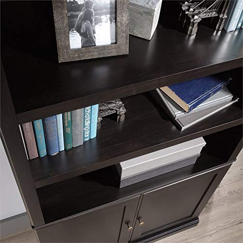 Sauder Misc Storage 3-Shelf 2-Door Tall Wood Bookcase in Estate Black