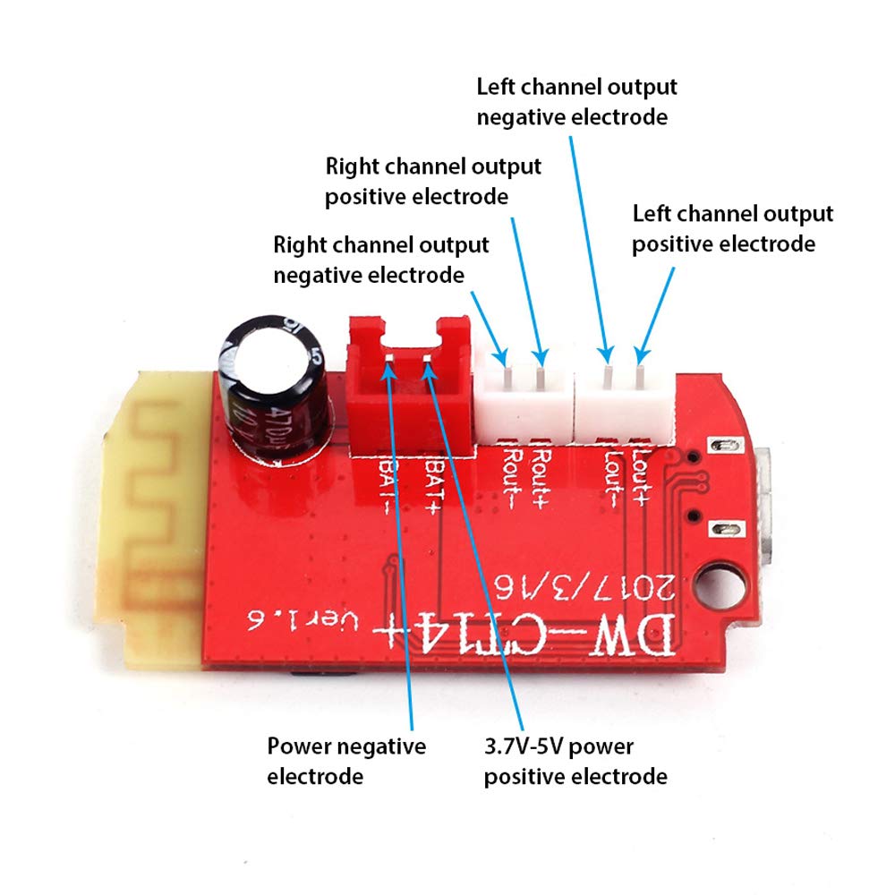 Audio Amplifier Board, Icstation Ḅḷụẹ-ṭọọṭḥ-Compatible Stereo Audio Amplifier Module 2x5W BT 5.0 Mini Amplifier Board 3.7V 5V for DIY Speakers