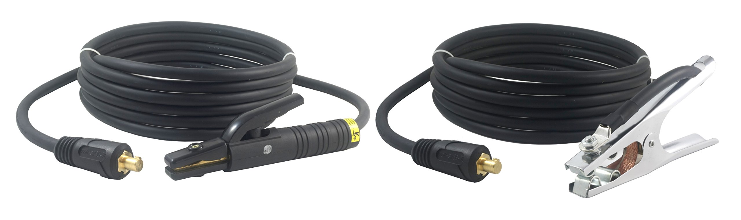 200 Amp Welding Leads Assembly Set - Dinse 35-70 Connector - #2 AWG Cable (25 FEET Each Lead)
