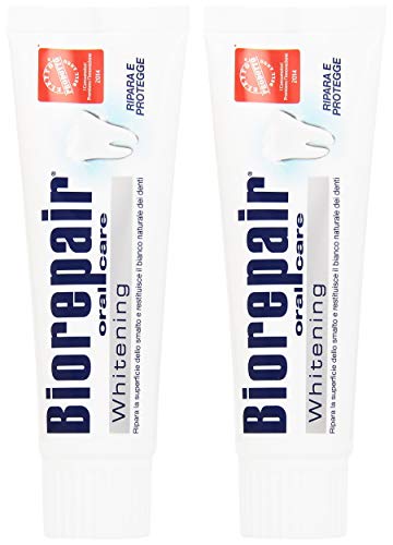 Biorepair: "Whitening" Toothpaste with microRepair * 2.5 Fluid Ounce (75ml) Tubes (Pack of 2) * [ Italian Import ]